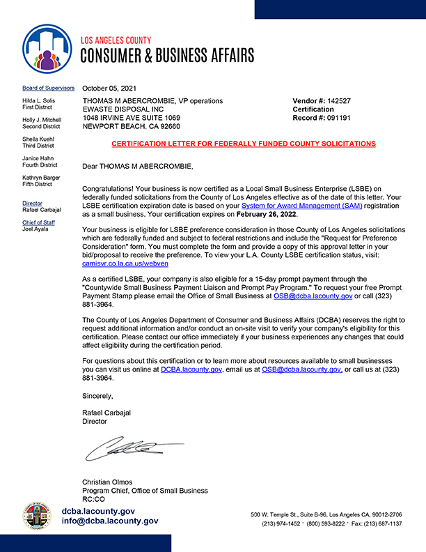 Compliance Standards - Full Environmental Compliance